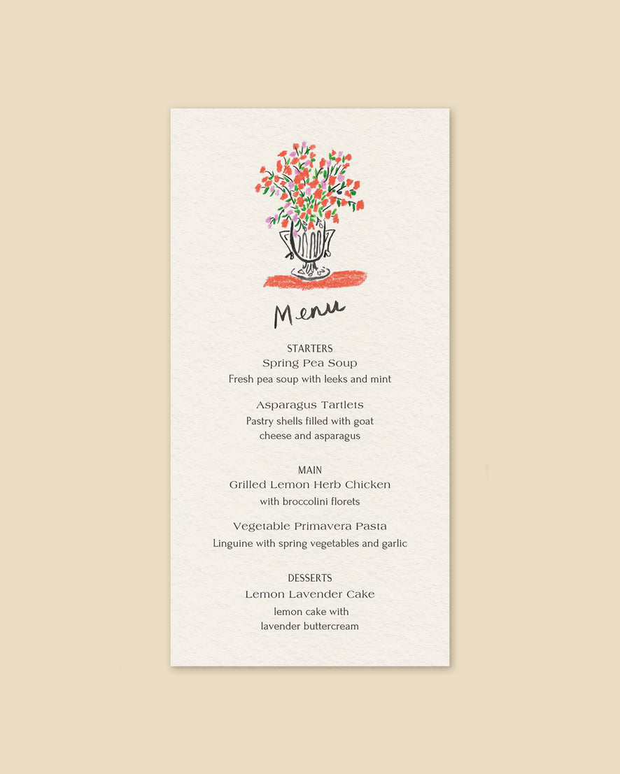Custom Dinner Party Invitations & Cocktail Menus: Floral, Italian ...