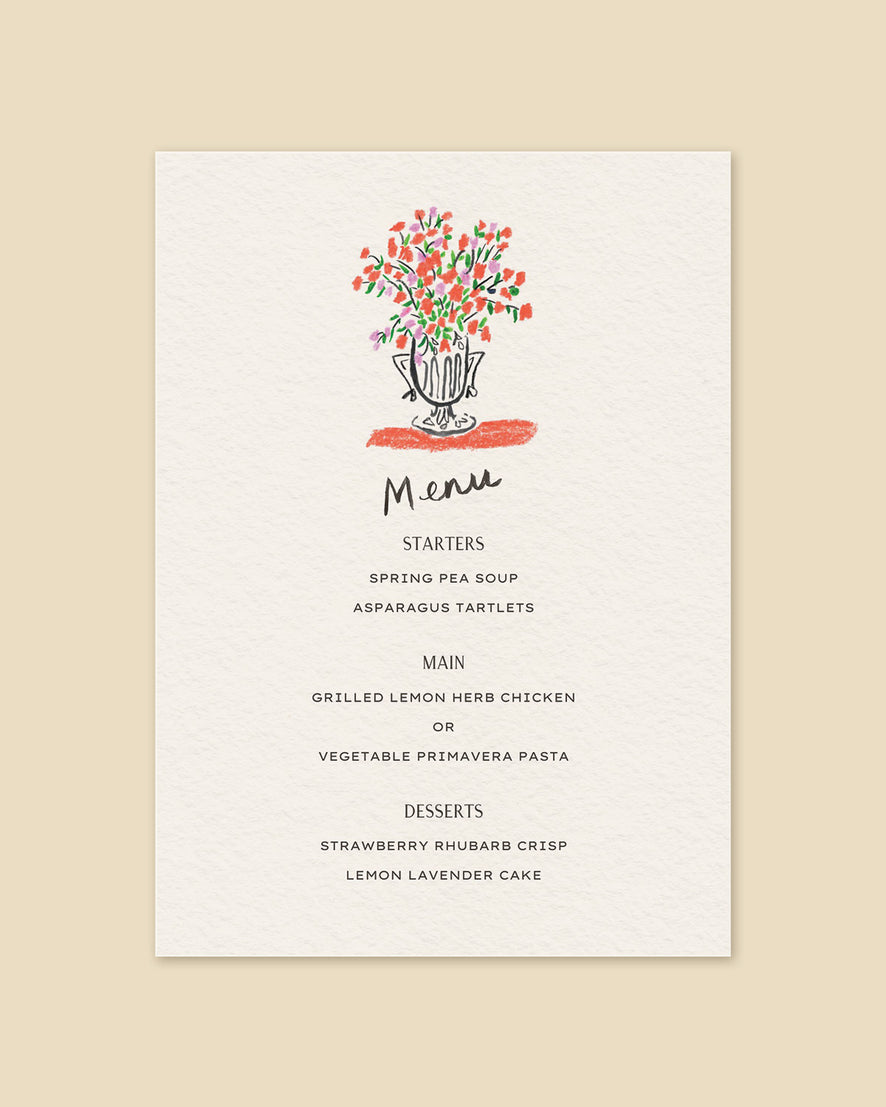 Custom Dinner Party Invitations & Cocktail Menus: Floral, Italian ...