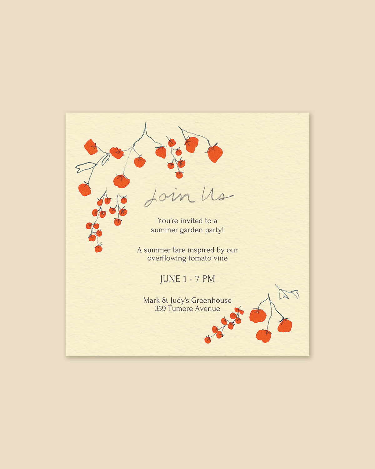 "Tomato Canopy" Invitation Template – Phthalo Ruth