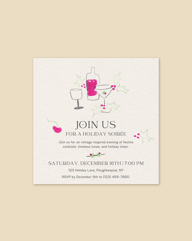 Custom Dinner Party Invitations & Cocktail Menus: Floral, Italian ...